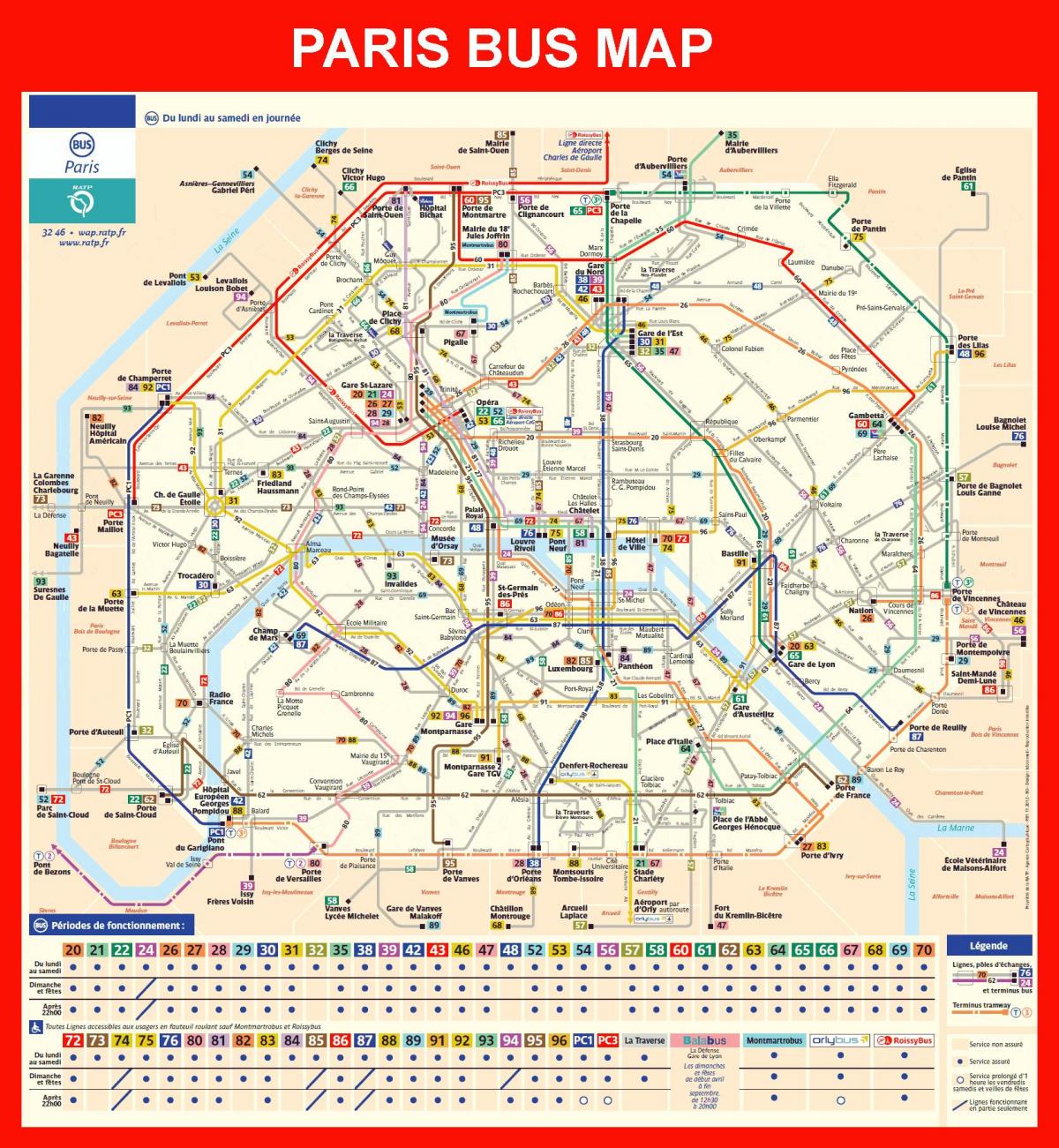 Paris bus-system-Karte - Karte von Paris metro-und street (Île-de ...